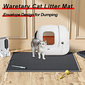Waretary Cat Litter Mat, 30" X 24" Litter Trapping Mat, Double Layer Honeycomb Litter Box Mat, Urine & Waterproof Kitty Litter Mat, Scatter Control Easy Clean (Gray)