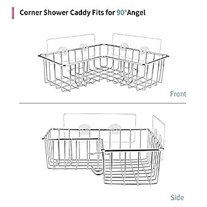 *m·kvfa* 2Pcs Shower Caddy No Drilling Adhesive Wall Mounted Stainless Steel Bathroom Shelf Storage Organizer Bath Shelf, Strong and Sturdy for Bathroom Kitchen
