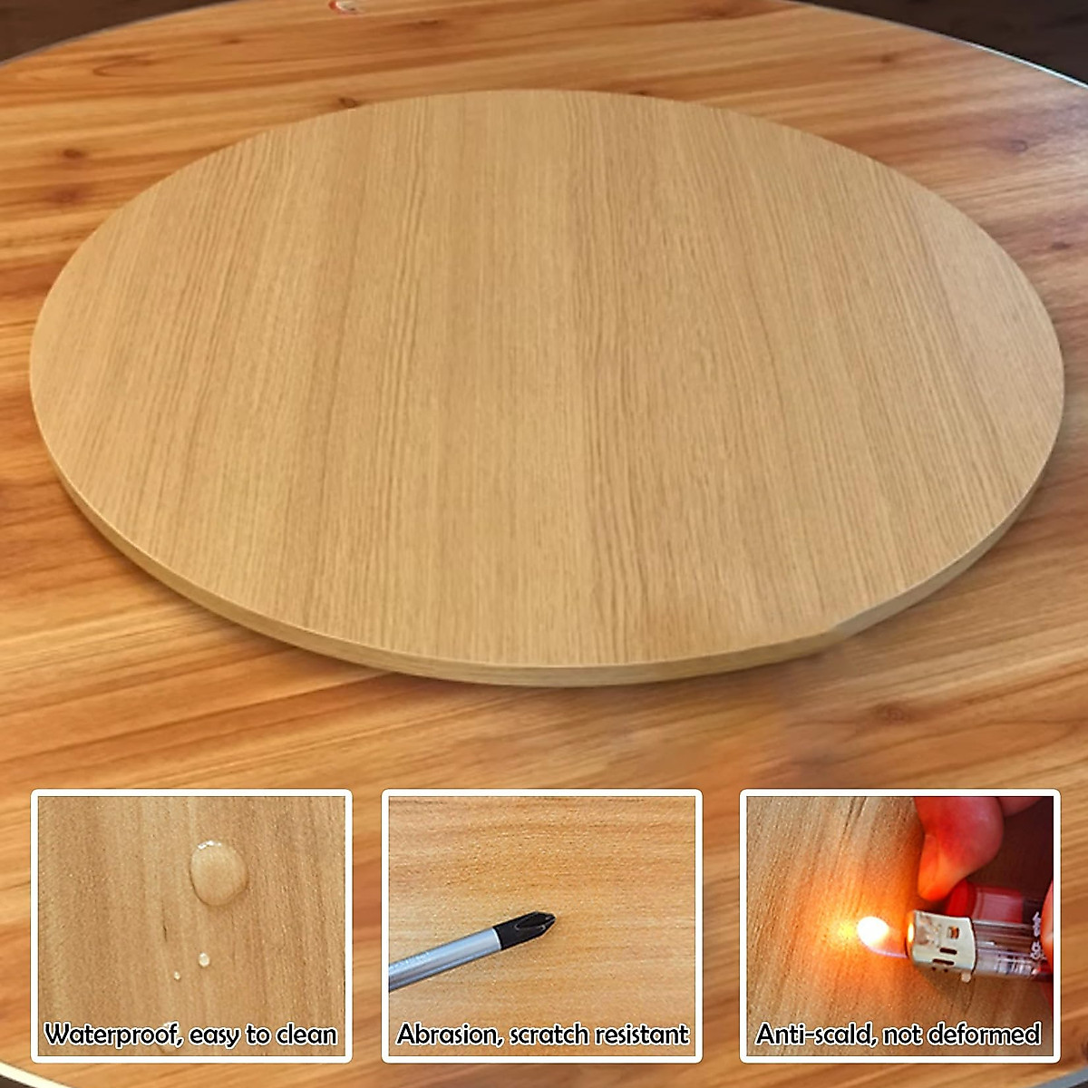 Lazy Susan Turntable For Dining Table, 20" 24" 28" 32" 36" 39" Wood Serving Tray With 360° Smooth Rotation Swivel Base, Easy To Share Food Rotating Serving Plate Round