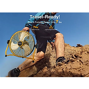 Geek Aire 12" Portable Battery Operated Fan with Metal Blade, 360 Vertical Tilt, 20h Run Time Cordless Fan for Camping Travel Tent Hurricane Home