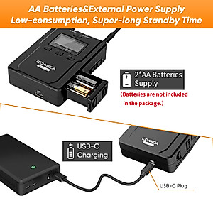 Wireless Lavalier Microphone, Comica CVM-WM200A 96-Channel UHF Wireless Lapel Microphone System for Cameras/XLR Camcorders Interview Youtube Video Recording, Dual Lav Mic with 394FT Transmission