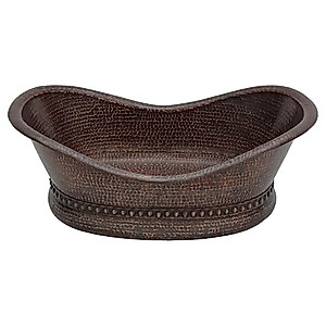Premier Copper Products VBT20DB 20" Bathtub Vessel Hammered Copper Sink, Oil Rubbed Bronze