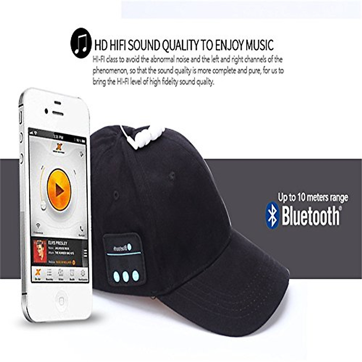 Lzcat Unisex Bluetooth Baseball Cap Sun Hat Smart Wireless Bluetooth Headset Sports Cap Music Speaker Mic Summer Cap (Black)