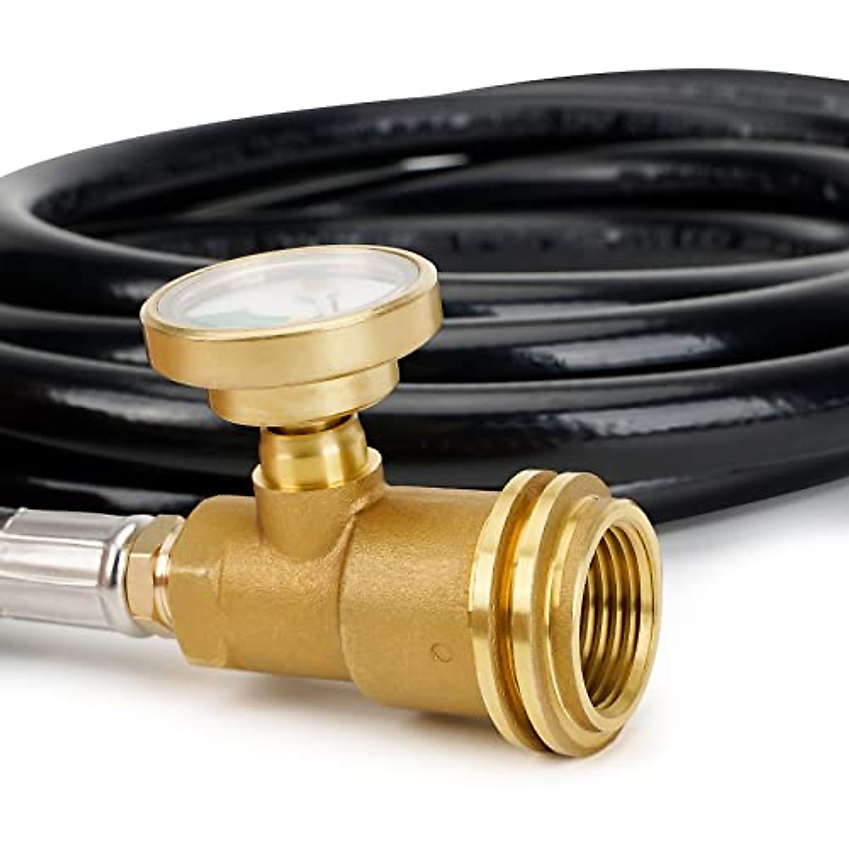 Stanbroil 12 FT Propane Extension Hose with Gauge - Leak Detector Replacement for Propane Appliances,Standard P.O.L.