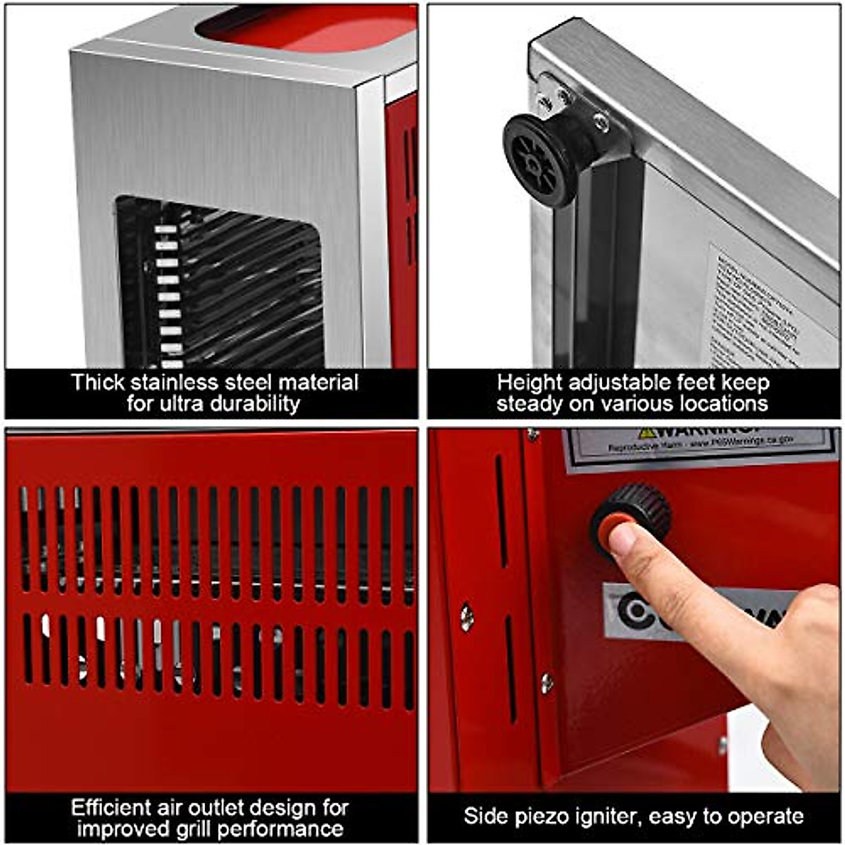 COSTWAY Propane Steak Infrared Grill, 1500℉ of Intense Heat, 7000 BTU Compact Outdoor Grill Machine, Large Heating Place, Stainless Steel, for Tailgating, Gas Cylinder Connection, CSA/ETL Certificated