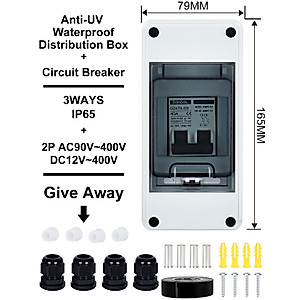 DIHOOL 40 Amp Circuit Breaker Box, Solar Panel Disconnet Switch, DC Miniature Circuit Breaker