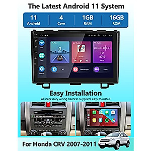 Car Stereo for Honda CRV 2007 2008 2009 2010 2011 with Wireless Apple Carplay, 9 Inch Touch Screen Android Car Radio with Backup Camera and External Microphone Support GPS Navigation, Mirror Link