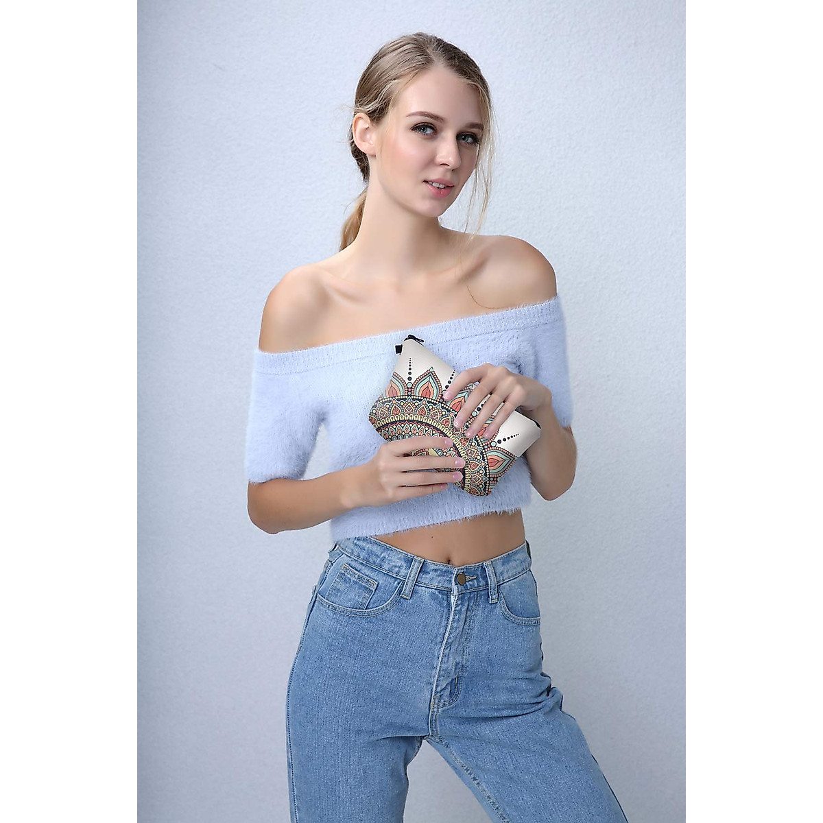 Deanfun Cosmetic Bag for Women, Mandala Flowers Waterproof Makeup Bags Roomy Toiletry Pouch Travel Accessories Gifts (50965)