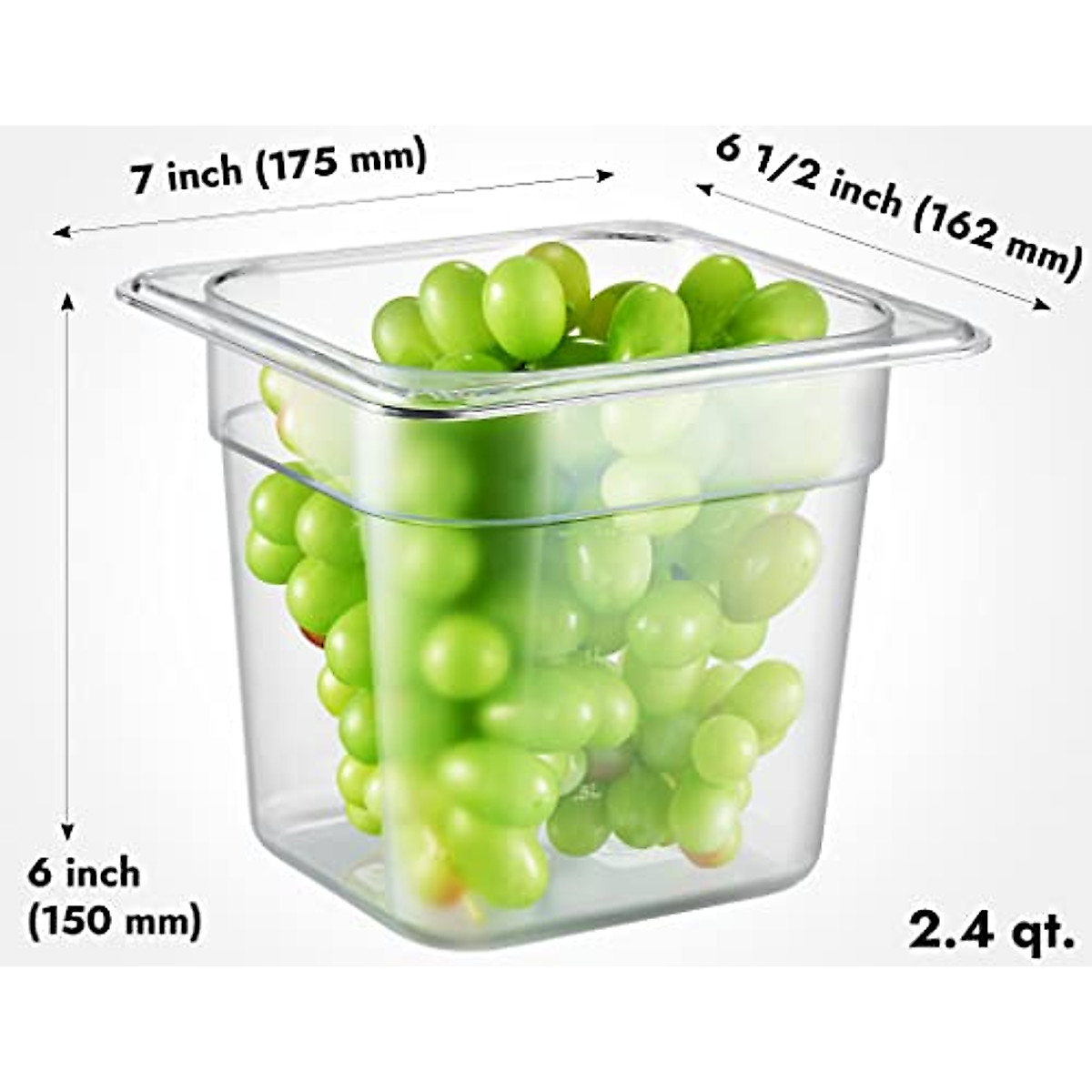 CURTA 6 Pack NSF Food Pans, 1/6 Size 6 Inch Deep, Commercial Polycarbonate Plastic Clear Freezer-Safe