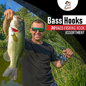 Bass Fishing Hooks Freshwater – Bass Hooks for Plastic Worms – Texas Rigs for Bass Fishing Gear – Worm Hooks for Bass Fishing – Bass Fishing Tackle – Texas Rig Hooks – EWG Hooks