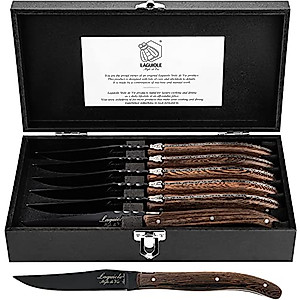 Laguiole Style de Vie steak knives Luxury Line, set of 6, wenge wood, black