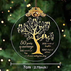 50th Wedding Anniversary Ornament, 50th Anniversary Wedding Gift, 50 Years As Mr. & Mrs. Christmas Glass Ornament Gift for 50 Years Couple Husband Wife Married Parents Grandparents Anniversary
