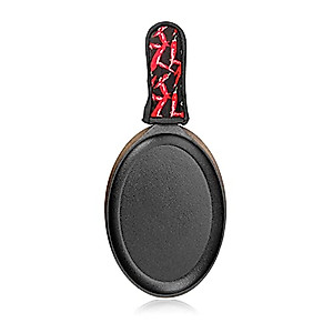 New Star Foodservice 1028614 Commerical Grade Cast Iron Fajita Set, Sizzling Skillet, Japanese Steak Plate