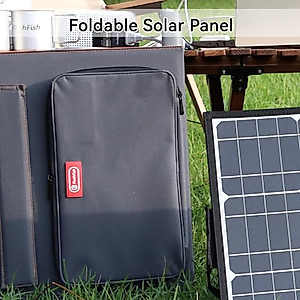 50W 18V Portable Solar Panel, FF FLASHFISH Foldable Solar Charger with 5V USB 18V DC Output Compatible with Portable Generator, Smartphones, Tablets and More