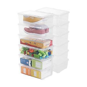 Naivees Shoe Storage Box Clear Plastic Stackable Storage box with Lid Durable Closet Containers for Shoes, Crafts and Art Supplies (12 Pack-6Qt)