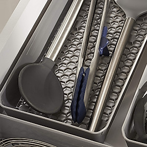 Spectrum Diversified Hexa Drawer Organizer Tray Modern Kitchen Cutlery, Utensil, Silverware Holder Caddy, 5 Dividers Cabinet Storage, 10 x 13, Stone Gray