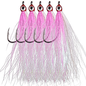 Streamer Flies for Fly Fishing, Classic Clouser Minnow Fishing Flies Streamers Fly Fishing Lures for Trout Bass Saltwater Freshwater (Pink, 5Pcs)