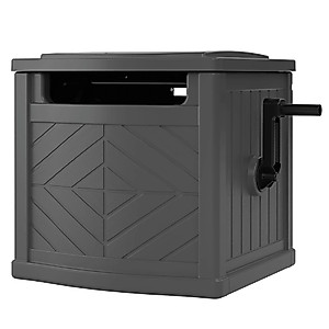 Hose Reel Resin Hose Reel Cart 150 ft Outdoor Hose Storage Reel with Crank Handle, Lid, and Slide Rail Guide 100' Hose Capacity