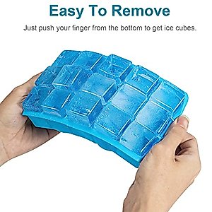 2 Pack Ice Cube Trays, ZDPMK Silicone Ice Cube Trays Molds，Easy Release Flexible Ice Cube Molds 15 Ice Cubes Tray for Freezer，Cocktail，Whiskey，Reusable & BPA Free