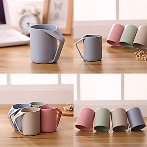 Okllen 12 Pack Wheat Straw Plastic Coffee Cups, 13.5 Oz Healthy Drinking Mugs, Eco-friendly Mugs Party Cups Set for Water, Milk, Juice, Tea, Lightweight, 4 Colors