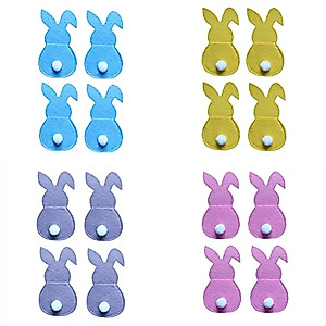 Zhongdawei Easter Cutlery Holder, 16Pcs Easter Bunny Cutlery Bags Rabbit Flatware Holder Tableware Utensil Storage Bags for Home Party Tabletop Wedding Festival