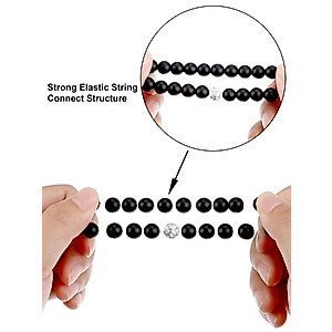 BBTO Howlite Bracelet for Couples Black Matte Agate Bracelet Distance Bracelet Energy Beads Bracelet