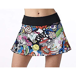 Queen of the Court Kapow Tennis Skirt! Performance Tennis Skirt | Running | Pickle Ball Skort Small (6-8) Multi