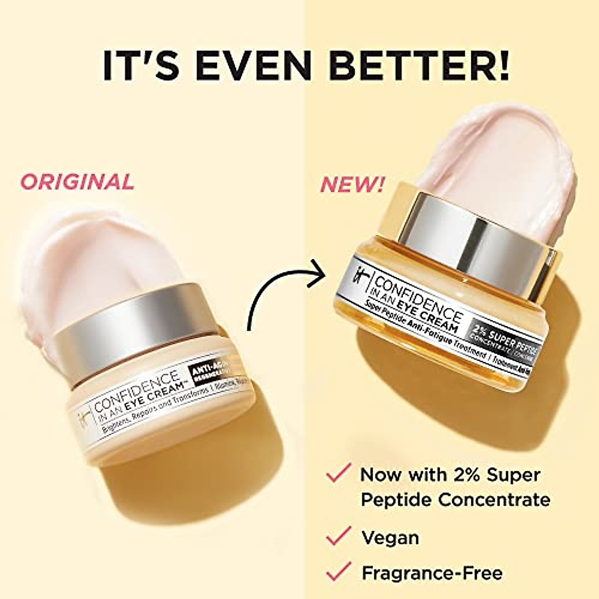 IT Cosmetics Confidence in an Eye Cream, Anti Aging Eye Cream for Dark Circles, Crow's Feet, Lack of Firmness & Dryness, 48HR Hydration with 2% Super Peptide Concentrate, for Day + Night - 0.5 fl oz