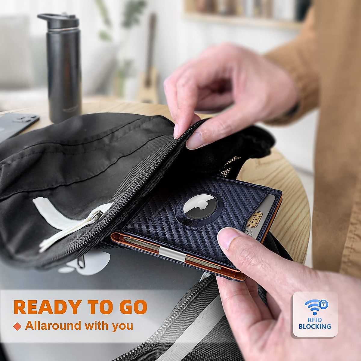 KEMISANT Mens Wallet For Airtag or Standard Use, Slim Front Pocket Wallet for Gift Men 11 Cards RFID Blocking