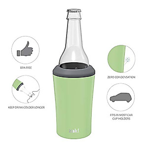 Zak Designs Durable 18/8 Stainless Steel with Vacuum Insulated Can and Bottle Cooler, Great for Cold Drinks Stay Cold in Pool and Party (12oz, Pistachio, BPA Free)