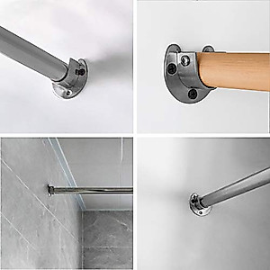 Favordrory 6 Pieces Stainless Steel Closet Pole Sockets Rod Socket Flange Set Rod Support Flange Holder, U Shaped, Easy Installation or Removal