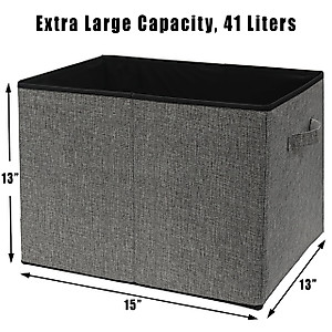 Simple Houseware Extra Large Fabric Storage Bin Basket with Handles, 2 Pack, Dark Gray