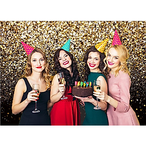 SJOLOON Black and Gold Backdrop Gold Spots Backdrop Vinyl Photography Backdrop Vintage Background for Family Birthday Party Newborn Studio Props 11547(15x10FT)