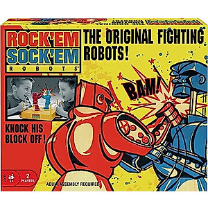Mattel Games Rock 'Em Sock 'Em Robots Kids Game, Fighting Robots with Red Rocker & Blue Bomber, Knock His Block Off (Amazon Exclusive)