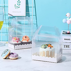 40 Pack Small Clear Gable Bakery Gift Boxes with Handle, Christmas Treat Box Candy Treat Gift Box for Party Pastry Dessert Cookies Birthday Holiday Valentine Birthday Shower (5.12 x 3.15 x 3.93")