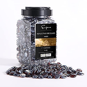 Empava 10 lbs. 1.0-in Drop-Beads Reflective Tempered Glass for Gas Fire Pit, Amber