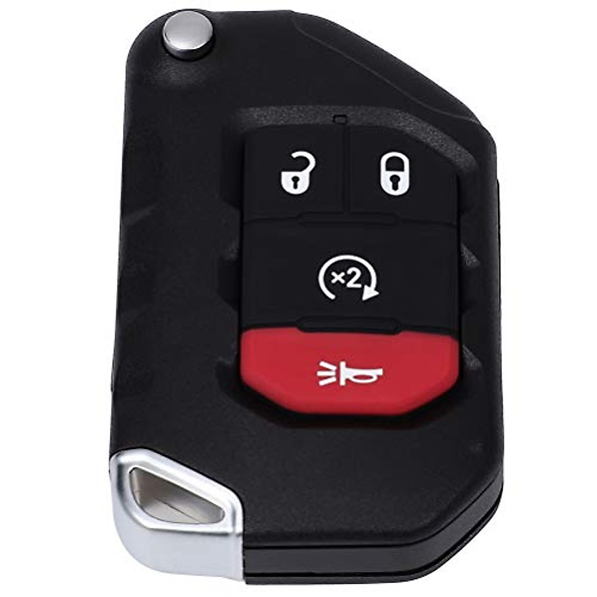 SELEAD Flip Key Fob 4 Buttons Keyless Entry Remote fit 2020 for Jeep Gladiator 2018-2020 for Jeep Wrangler Antitheft Keyless Entry Systems 68416782AA 1pc 433.92MHz, Black