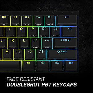 DURGOD HK Venus RGB Mechanical Gaming Keyboard | 60% Layout | USB C Wired | Doubleshot PBT Keycaps | Cherry Profile | NKRO Rollover | Windows & Mac | Aluminium Chassis| Cherry MX Blue, Black