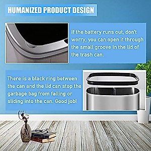 Kitchen Trash Can Garbage Can Waste Bin 13 Gallon Trash Can Stainless Steel with Lid Touch Free Automatic Sensor Garbage Bins 50 Liter Large Capacity Garbage Can for Home Bathroom Office Bedroom