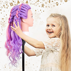 MYSWEETY Mannequin Head with Hair, Doll Head for Hair Styling, 26" Manikin head with 70% Real Human Hair Cosmetology Makeup Hairdressing Training Head with Clamp Holder and Tools