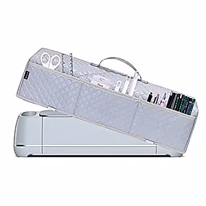 Ginsco Dust Cover for Cricut Maker 3, Cricut Maker, Cricut Explore 3 Machine, Cricut Explore Air 2, Cricut Maker Cover with 3 Front Pockets for Cricut Accessories and Supplies Tools Pens Gray