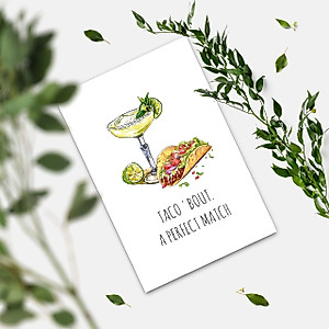 YIWANSIN Funny Wedding Shower Card for Couples Newly Engaged, Humorous Pun Engagement Card for Bride and Groom, Congrats Engagement Card for Friend, Taco 'Bout A Perfect Match
