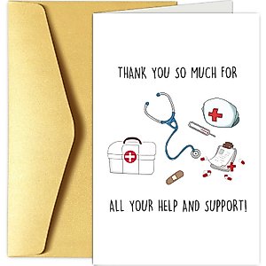 Thank You Card for Nurse Doctor Healthcare, Cute Medical Appreciation Card for Hospital, Medical Staff Appreciation Card, Thank You For All Your Help And Support