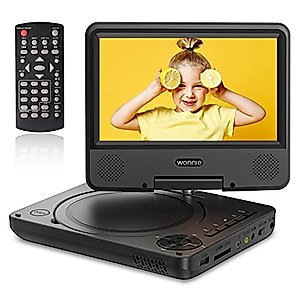 WONNIE 9.5" Portable DVD Player for Kids, Car Headrest Video Players with 7.5" Swivel Screen, 5-Hours Rechargeable Battery, Regions Free, AV in/Out, Support USB/SD Card/Sync TV