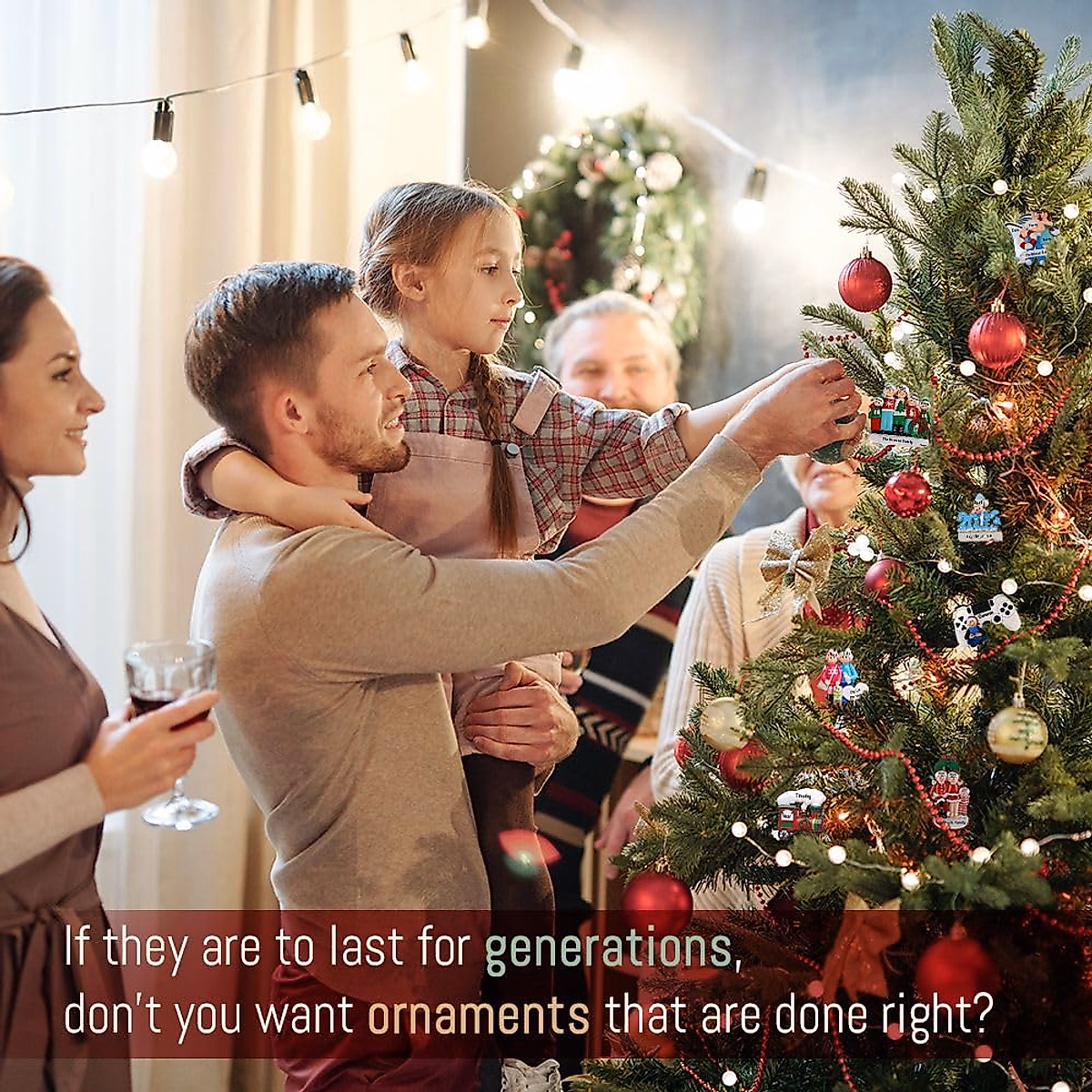 Family Personalized Christmas Ornaments 2023 - Fast & Free 24h Customization – Hot Cocoa Mug Family of 4 Christmas Decorations with Name - Comes Gift-Wrapped