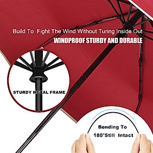IXINU Factory Outlet Automatic Open Close Portable Lightweight Travel Umbrella Parasol Outdoor Sun & Rain All Weather Umbrella (Wine Red)