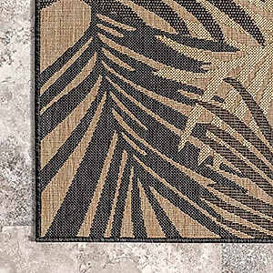 nuLOOM Kasia Areca Palm Indoor/Outdoor Area Rug, 8' x 10', Dark Grey