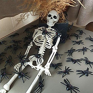 HUJIU 100PCS Fake Spider Realistic Plastic Spider Toys Halloween Party Decoration April Fool’s Day Gags and Practical Joke Toys