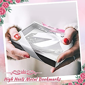 50 Pack Quinceanera Party Favors for Guests Quinceanera Gift Bookmark 15 Year Old Girl Gifts for Birthday Silver Women High Heels Bookmark with Gift Box for Women Girls Book Lover Readers Gifts
