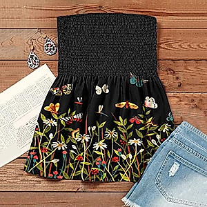 Tube Tops for Women Summer Gradient Color Strapless Sleeveless Flowy Pleated Blouse Tank Top Beach Shirt Bandeau Bras turquoise tops for women gauze shirts for women women's casual tops pink blouse